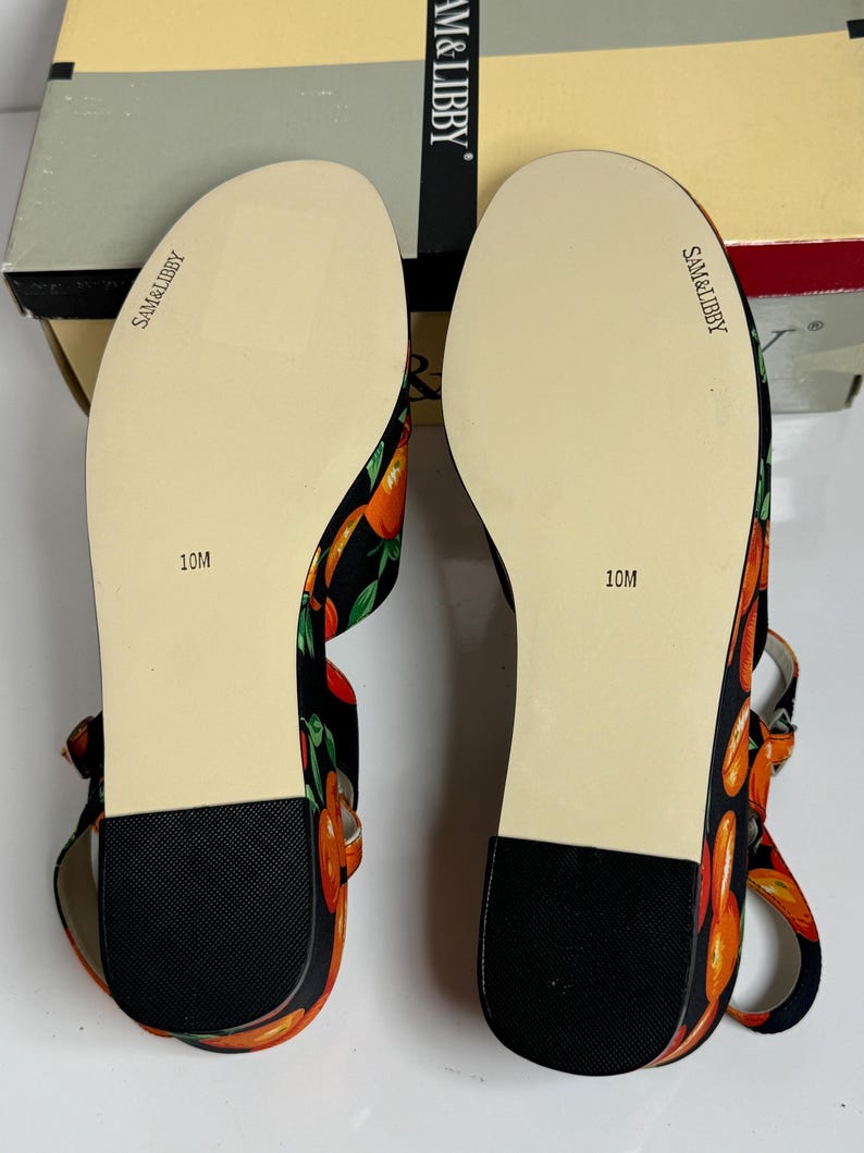 Sam & Libby Fruit Orange Ladies Shoes Vintage Open Toe Made in Size 10 ...