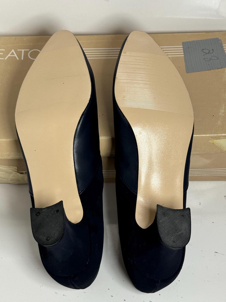 Blue Velvet and Leather and Buttons Ladies Shoes Vintage Closed Toe ...