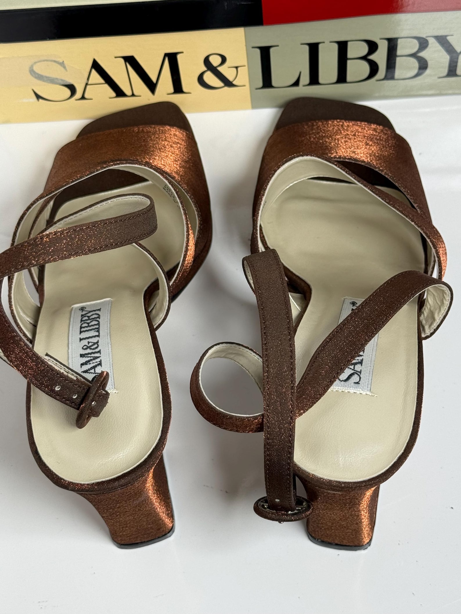 Sam & Libby Copper Ladies Shoes Vintage Open Toe Made in Size 9 Fabric ...