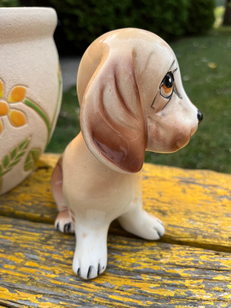 Sad Dog Hound Dog Droopy Eyes Ears Japan Vintage Animal Figurine Statue ...