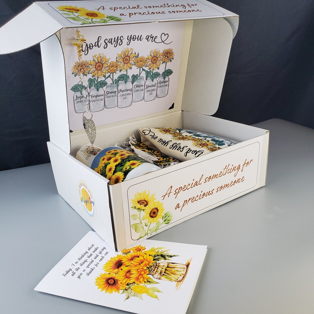 Christian Gift Box God Says You Are, Sunflower, Gifts for Her, Gift Box ...