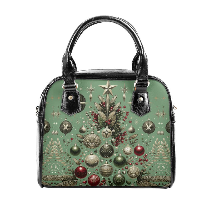 Christmas Shoulder Handbag Holiday Shoulder Purse Black Crossbody ...