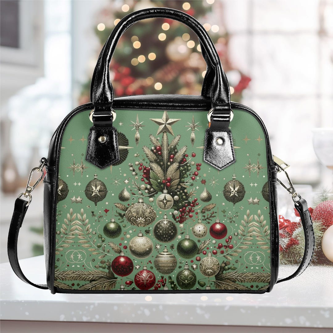 Christmas Shoulder Handbag Holiday Shoulder Purse Black Crossbody ...