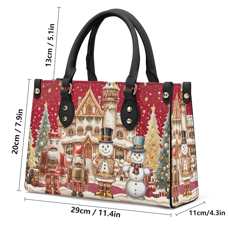 Christmas Holiday Whimsical Nutcracker Snowman Tree Tote Shoulder Bag ...