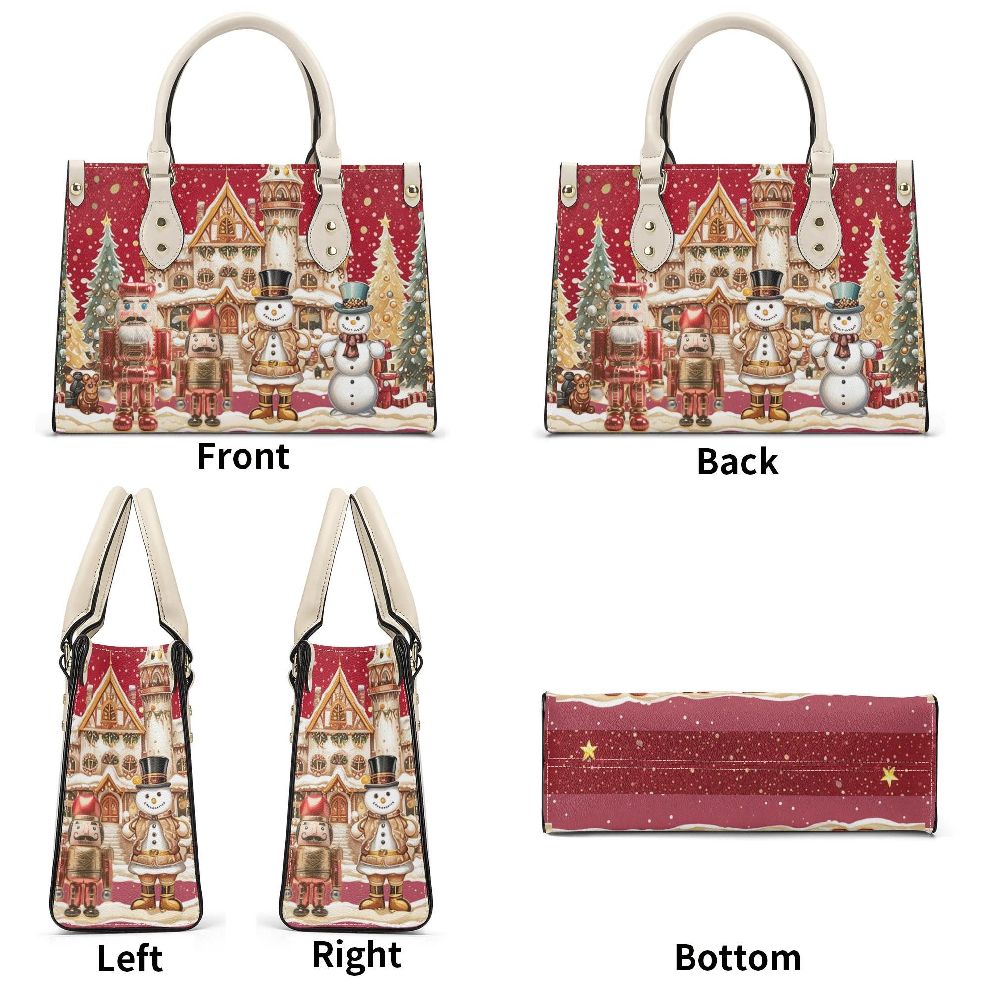 Christmas Holiday Whimsical Nutcracker Snowman Tree Tote Shoulder Bag ...