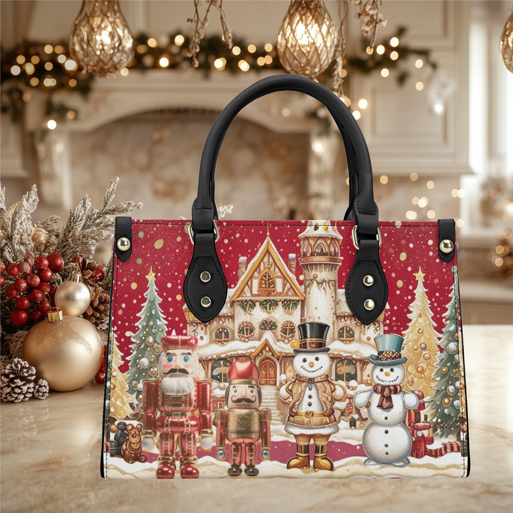 Christmas Holiday Whimsical Nutcracker Snowman Tree Tote Shoulder Bag ...