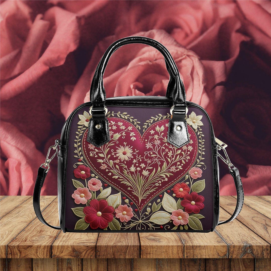 Valentine Heart Satchel Messenger Purse Tote Crossbody Fun Cute Design ...