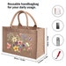 Custom Reusable Jute Burlap Tote Bags Beautiful Floral Botanical Garden ...