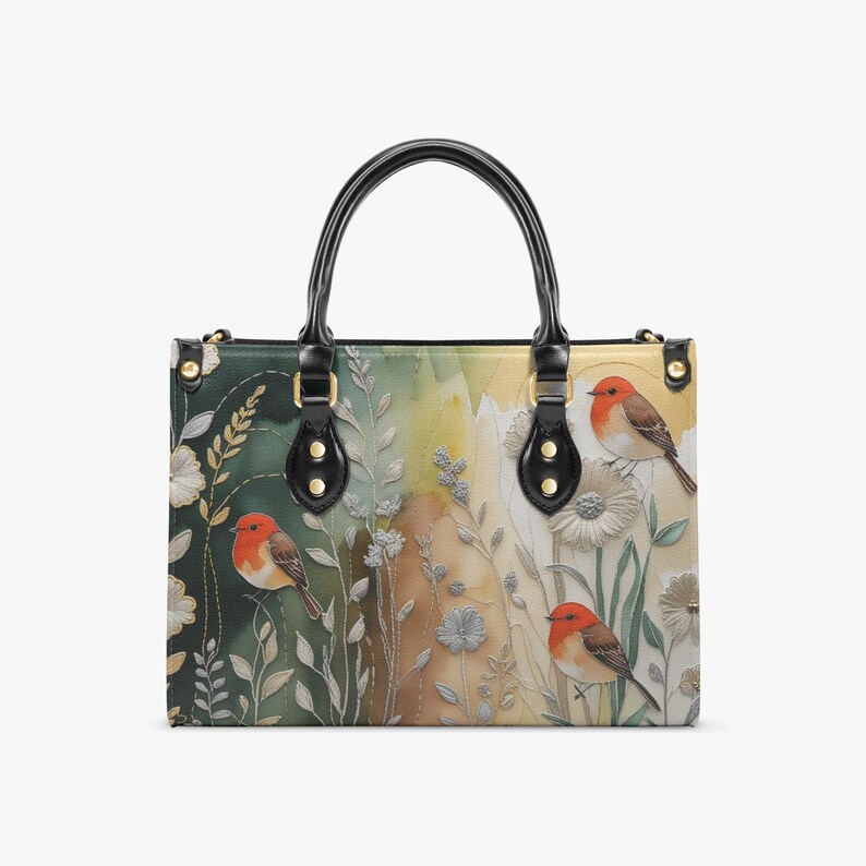 Handbag Tote Wildflower Floral Botanical Birds' Art Design Purse ...