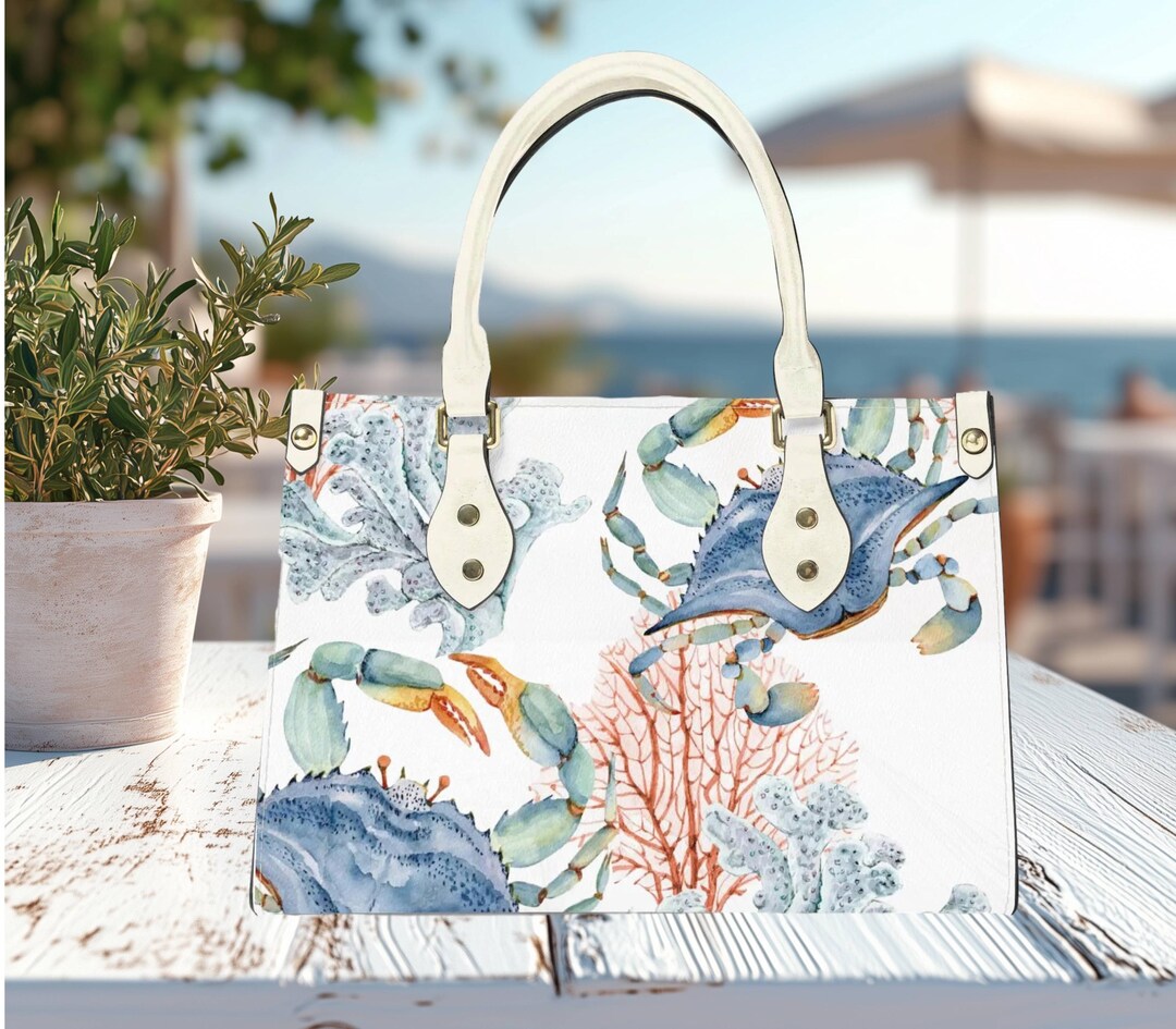 Summer Fun Beach Coral Reef Crabs Purse Design Small Tote Bag, Spring ...
