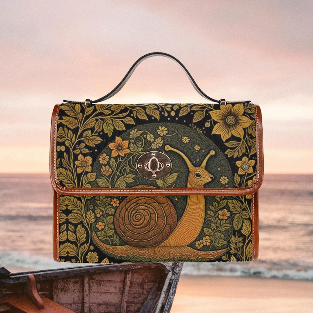 Snail Floral Cottage Core Satchel Messenger Shoulder Bag Purse ...