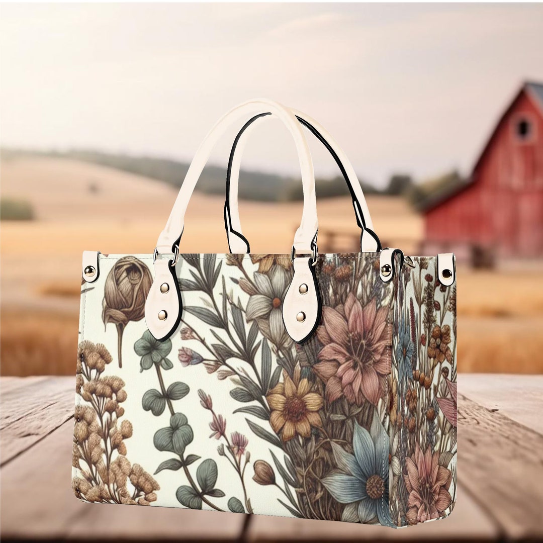 Luxury Women PU Leather Handbag Tote Purse Spring Summer Fall Floral ...