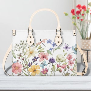 Luxury Women PU Leather Handbag Tote Purse Beautiful Spring Floral ...