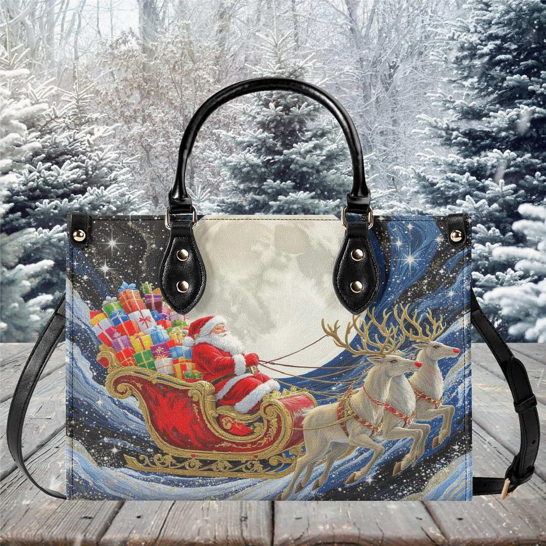 Luxury Women Vegan Leather Christmas Handbag Tote Holiday Beautiful ...
