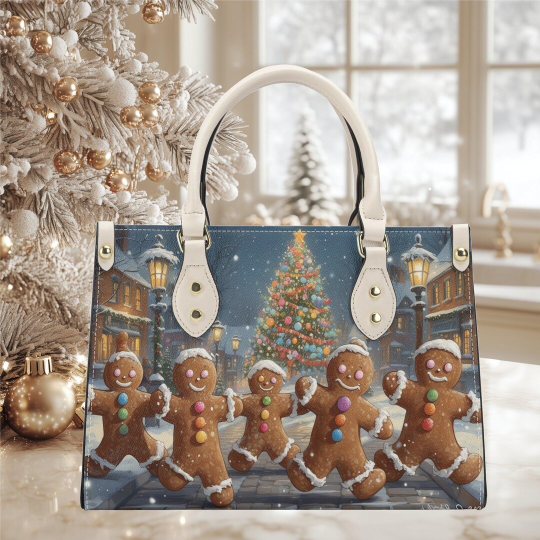 Christmas Holiday Tree Gingerbread Men Whimsical Tote Shoulder Bag ...