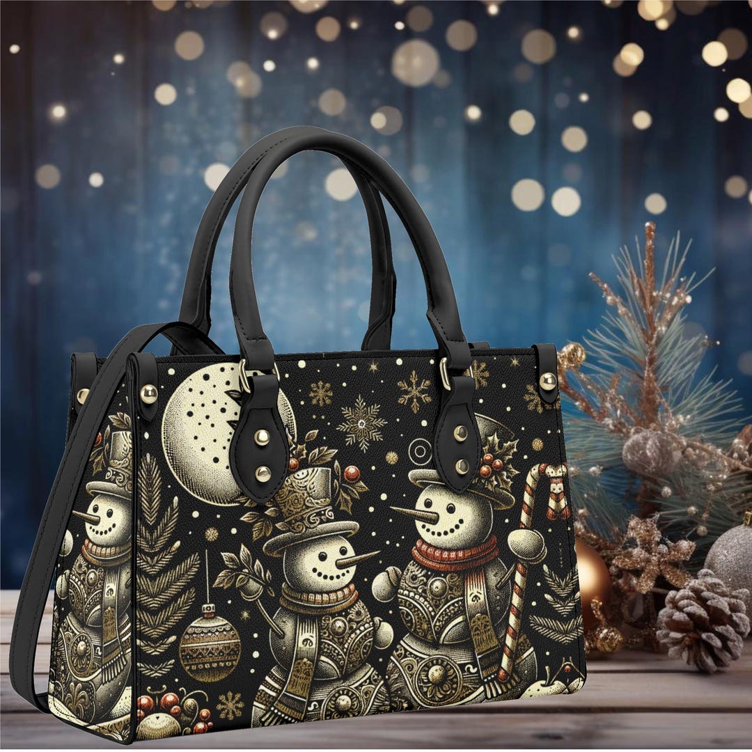 Christmas Tree Snowman Whimsical Beautiful Snowman Holiday Handbag ...