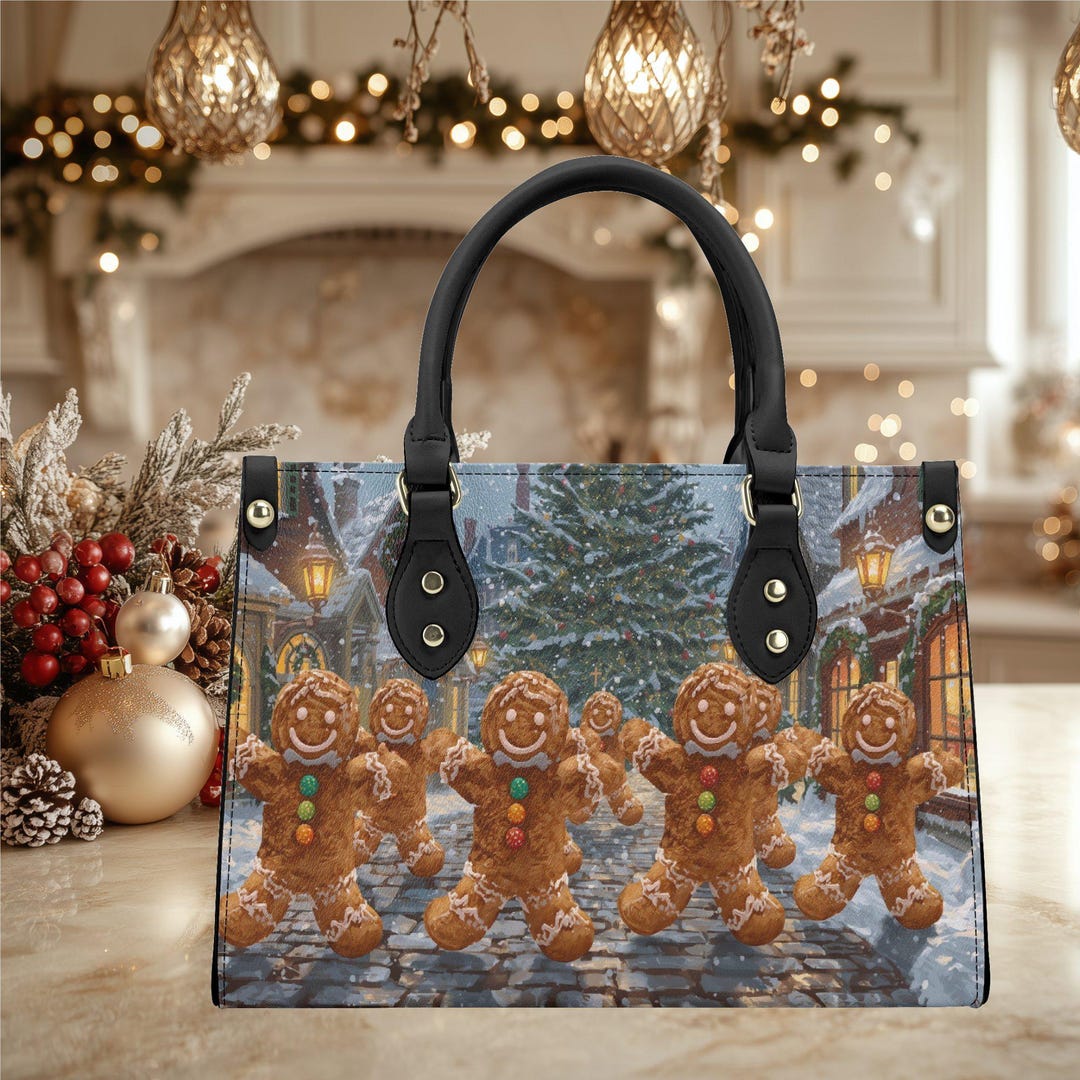 Christmas Holiday Tree Gingerbread Men Whimsical Tote Shoulder Bag ...