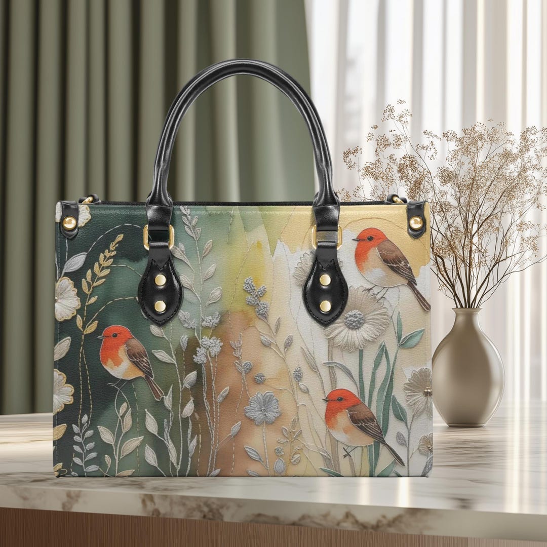 Handbag Tote Wildflower Floral Botanical Birds' Art Design Purse ...