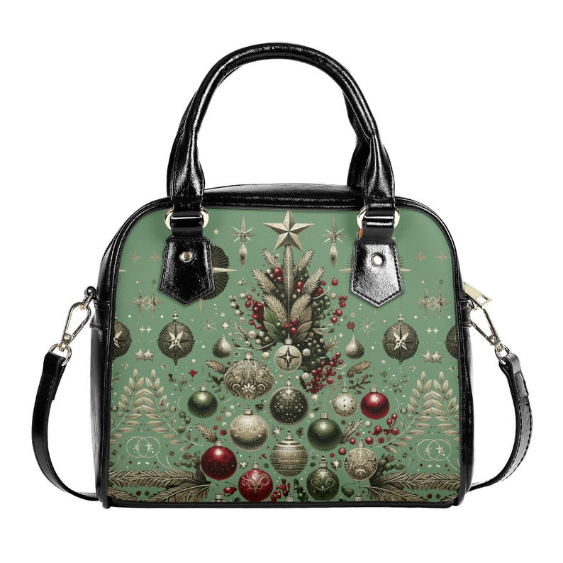 Christmas Shoulder Handbag Holiday Shoulder Purse Black Crossbody ...