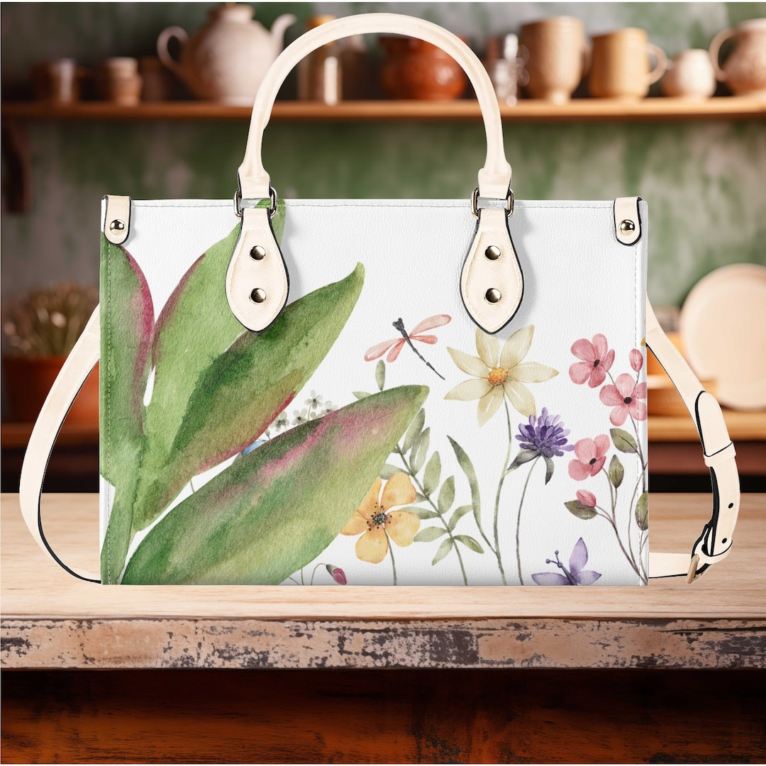 Women PU Leather Handbag Tote Purse Beautiful Spring Summer Floral ...