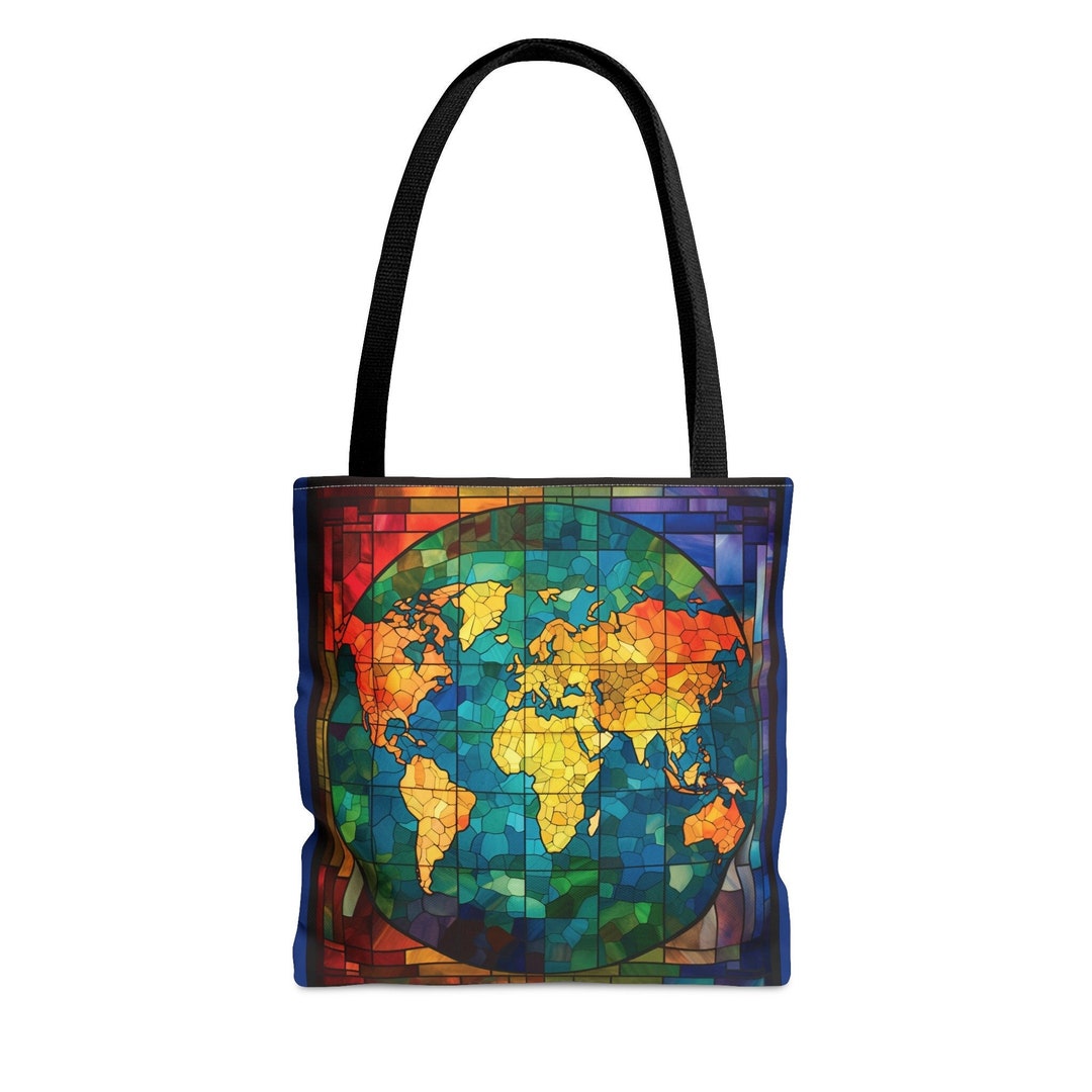 Colorful World Map Tote Bag Design Carry on Travel Book Bag - Etsy