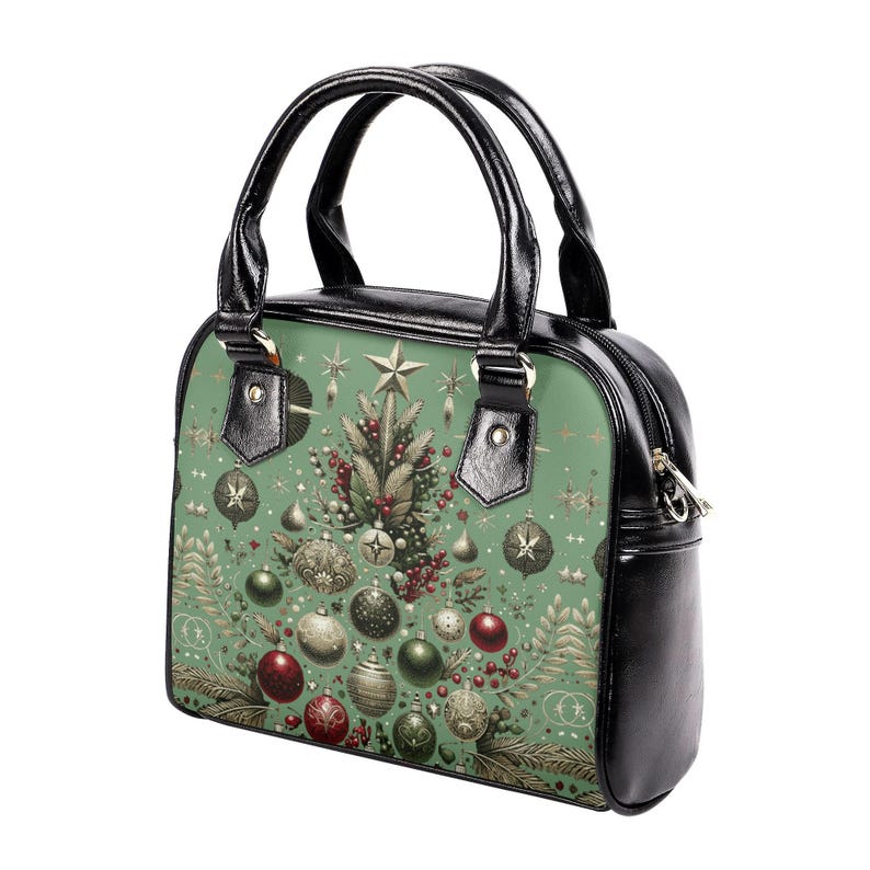 Christmas Shoulder Handbag Holiday Shoulder Purse Black Crossbody ...