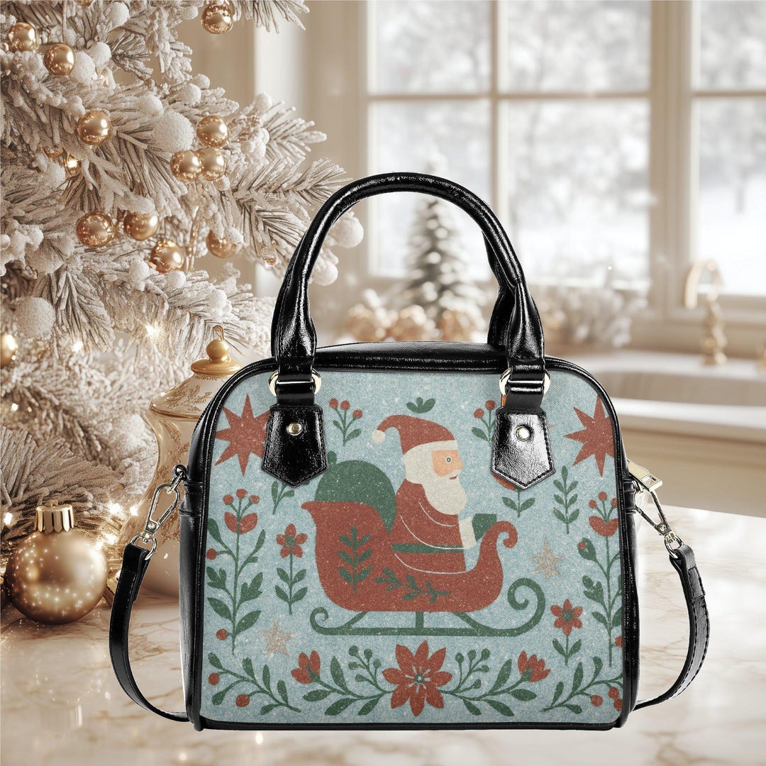 Christmas Santa Sleigh Satchel: Folk Art Holiday Handbag - Etsy