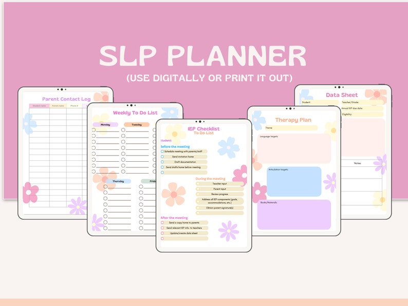 Floral SLP Planner | Speech Therapy Planner | IEP Planner | Data Sheet ...