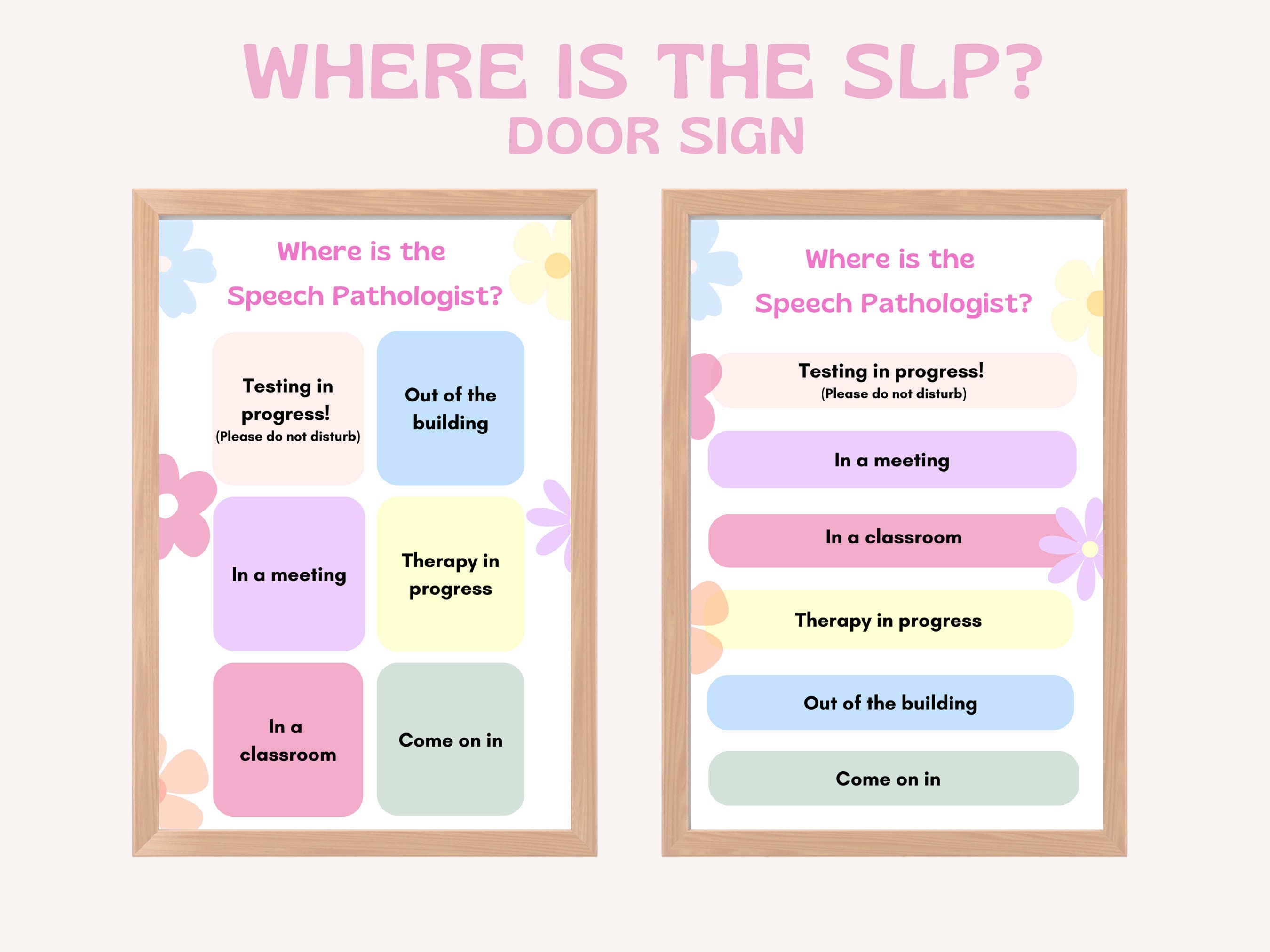 SLP Door Sign | Speech Therapy Decor | Name Sign SLP | Speech Printable ...