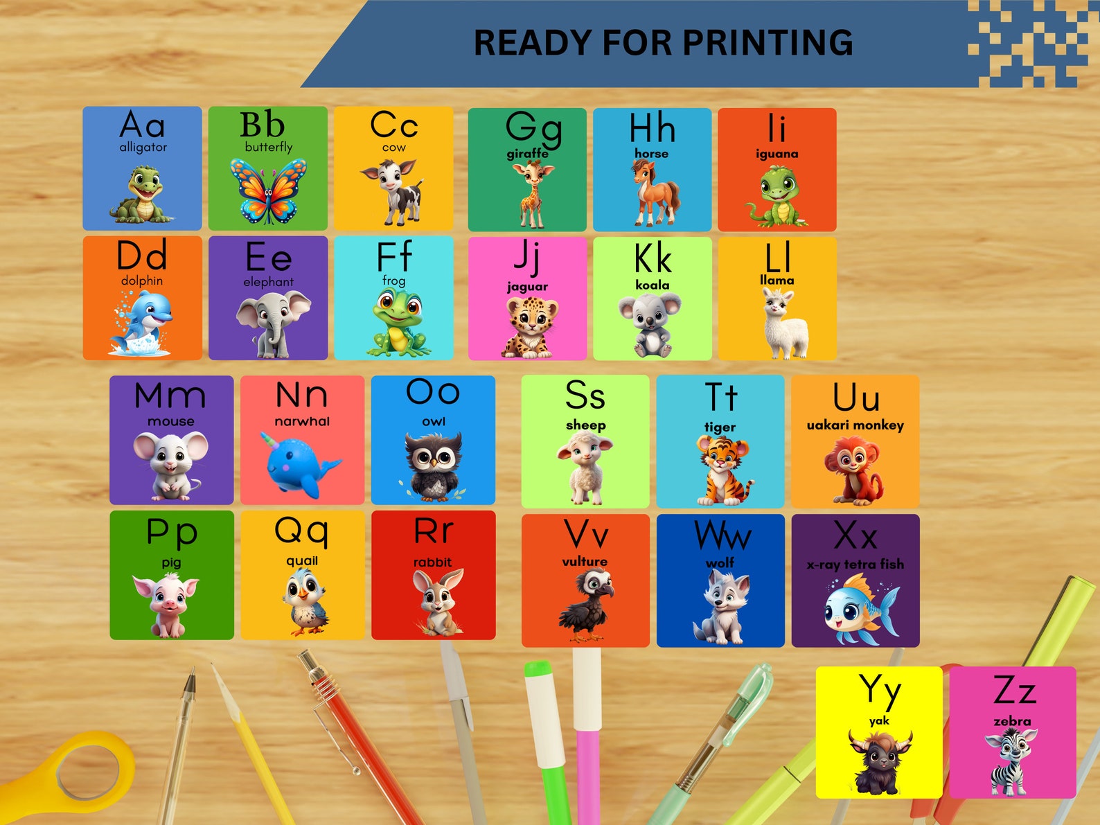 Animal Alphabet & Number Flash Cards Digital Print Classroom - Etsy