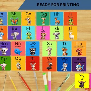 Animal Alphabet & Number Flash Cards Digital Print Classroom - Etsy