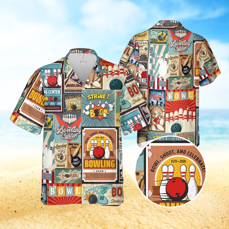 Bowling Retro Shirts, Funny Bowling Shirts for Men Button Down ...