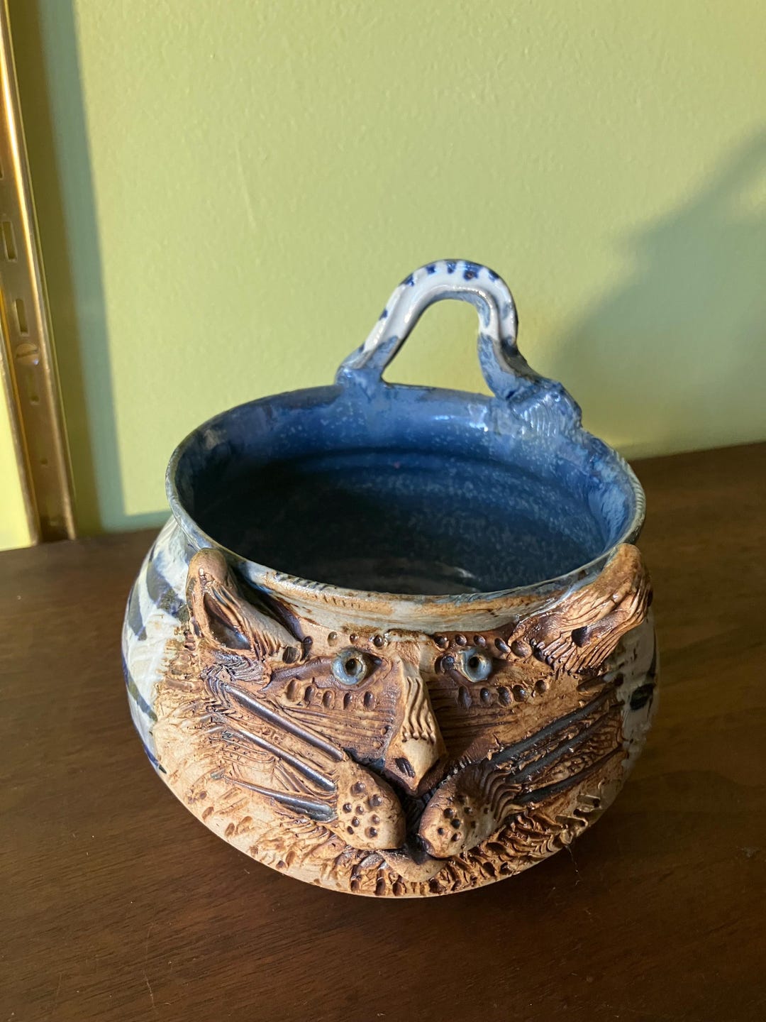 Vintage Studio Pottery Cat Face Bowl Signed - Etsy