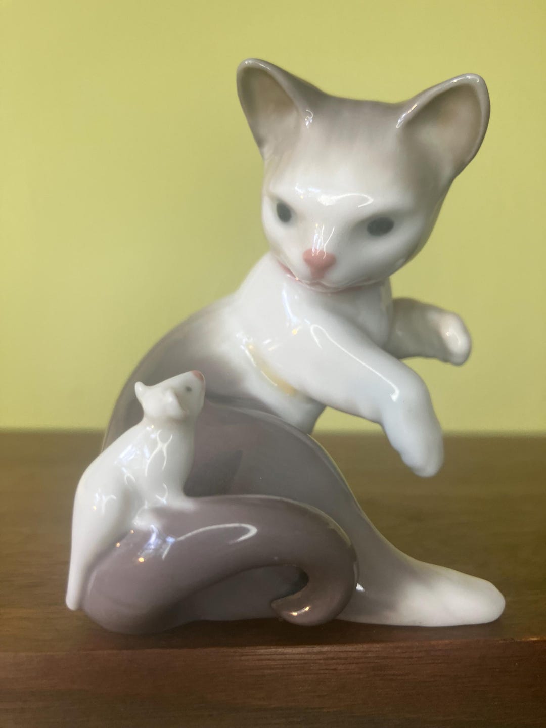 Vintage Lladro Cat Figurine With Mouse - Etsy