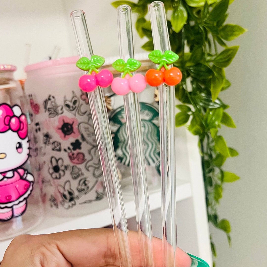 Cherry Glass Straws | Cherry Straws | Glass Straws | Coquette Straw ...