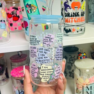 Daily Bible Affirmation Glass Cup Christian Cup Bible Verses 16oz Glass ...