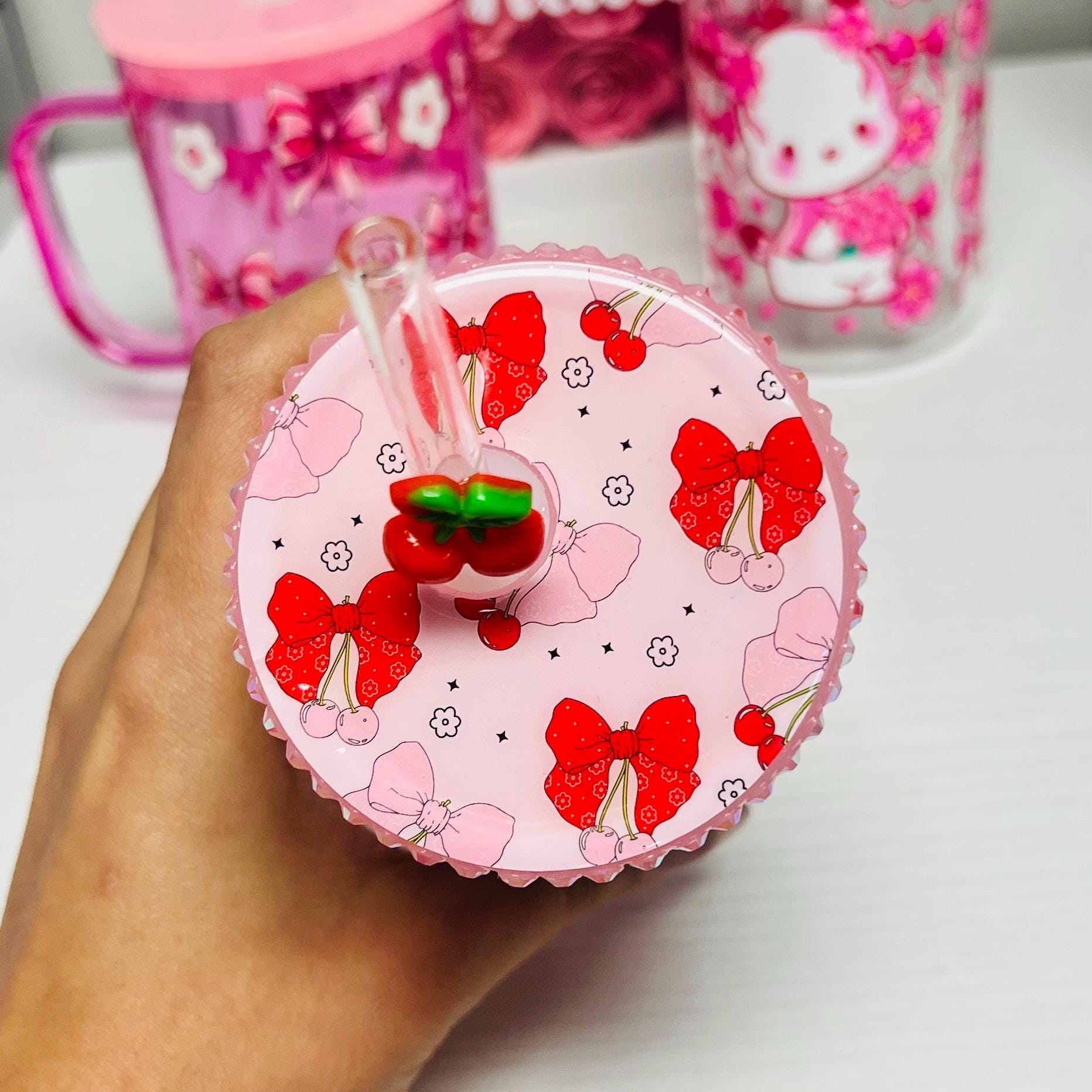 Cherries Cup | Cherry Cup | Coquette Cup | 16oz Cup | Glass Cup | Ice ...