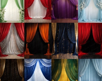 Red and Silver Digital Backdrop Curtains School Prom and Graduation ...