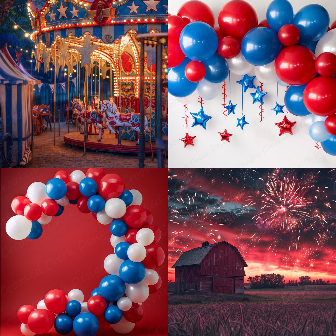 Red White Blue Photography Backdrop Bundle: July 4th, Party Themes ...
