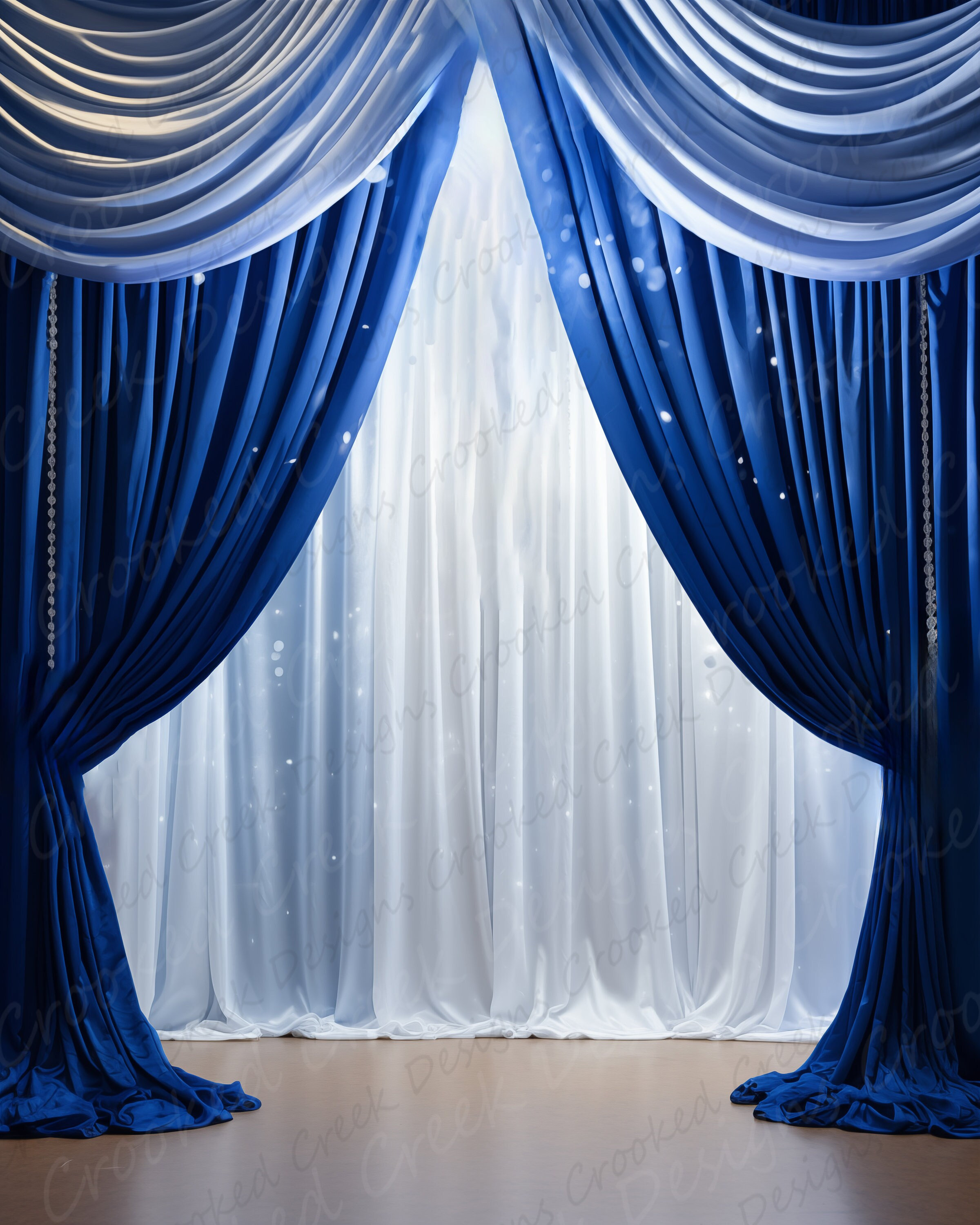 Blue and White Digital Backdrop Curtains | School Colors Prom and ...