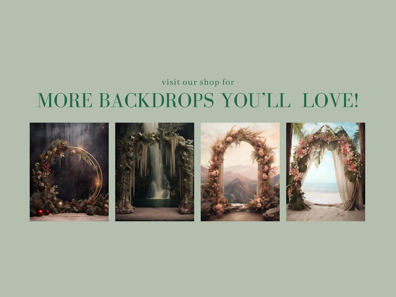 Sage Green Boho Arch Digital Backdrop Bundle Spring Floral Backgrounds ...