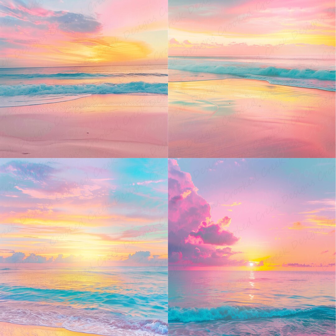 Pastel Sunset Beach Photography Backdrop Bundle (digital Download) - Etsy