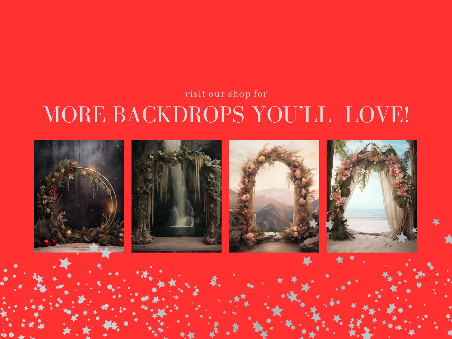 Red and Silver Digital Backdrop Curtains | School Prom and Graduation ...