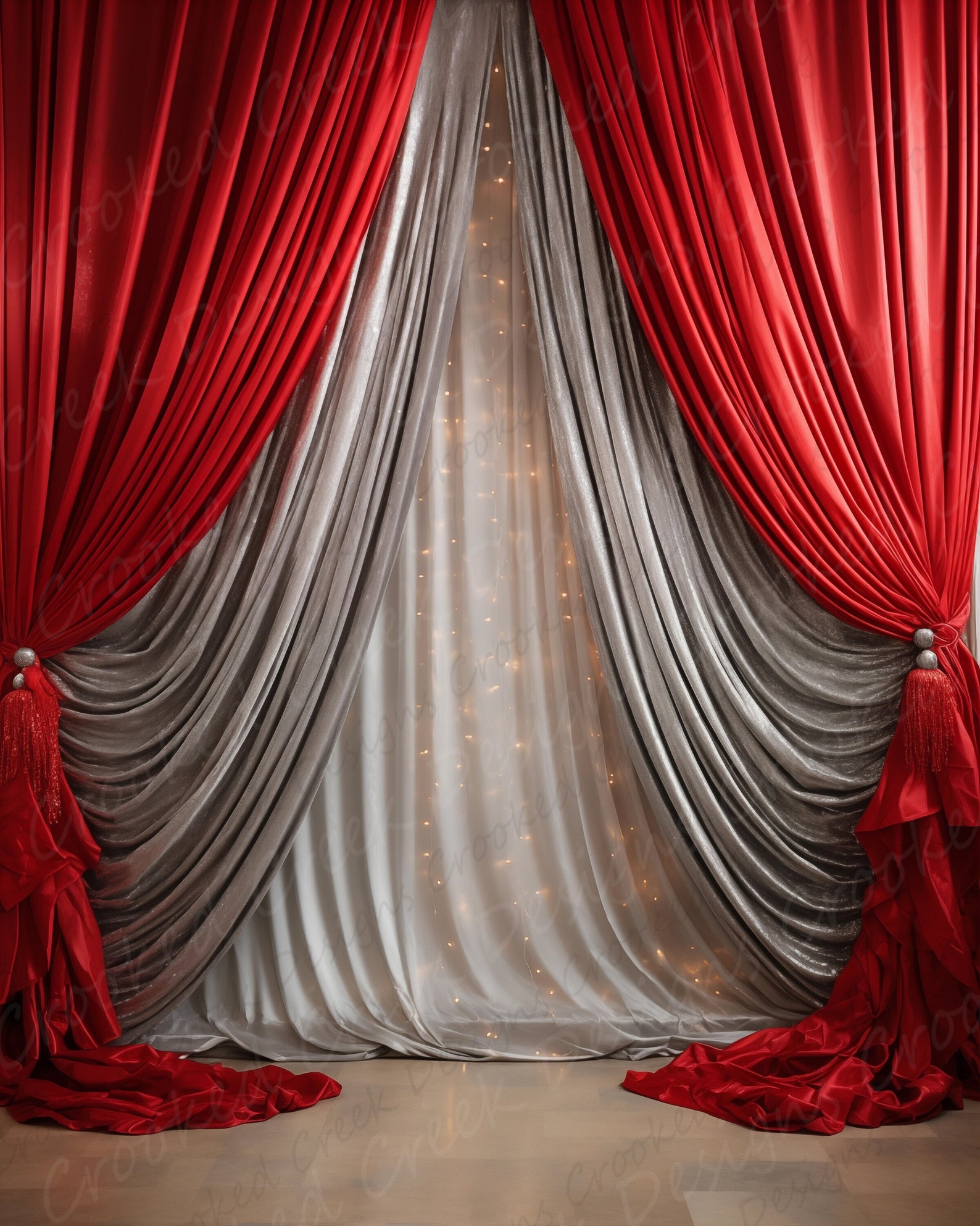 Red and Silver Digital Backdrop Curtains | School Prom and Graduation ...