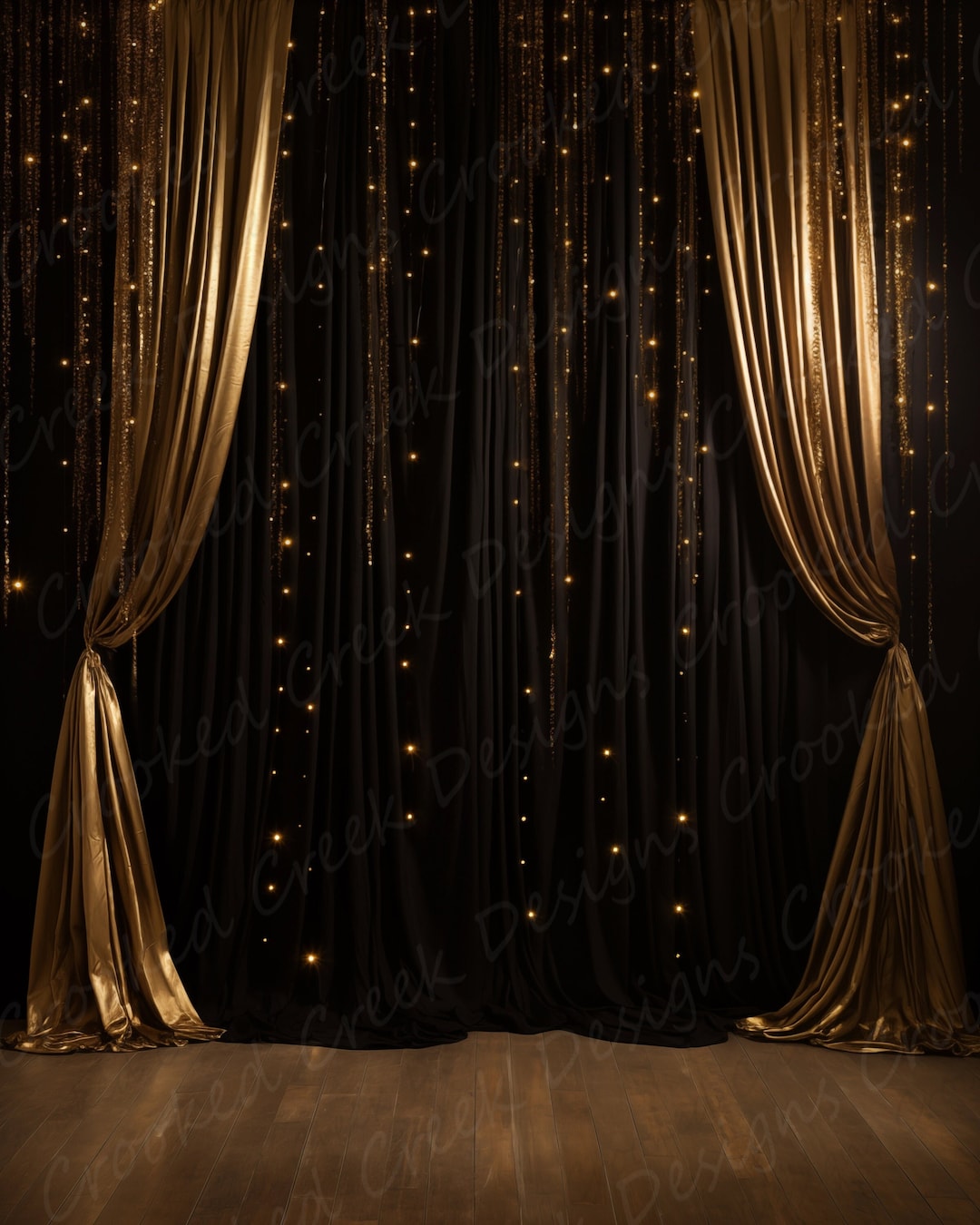 Black and Gold Digital Backdrop Curtains | School Colors Prom and ...
