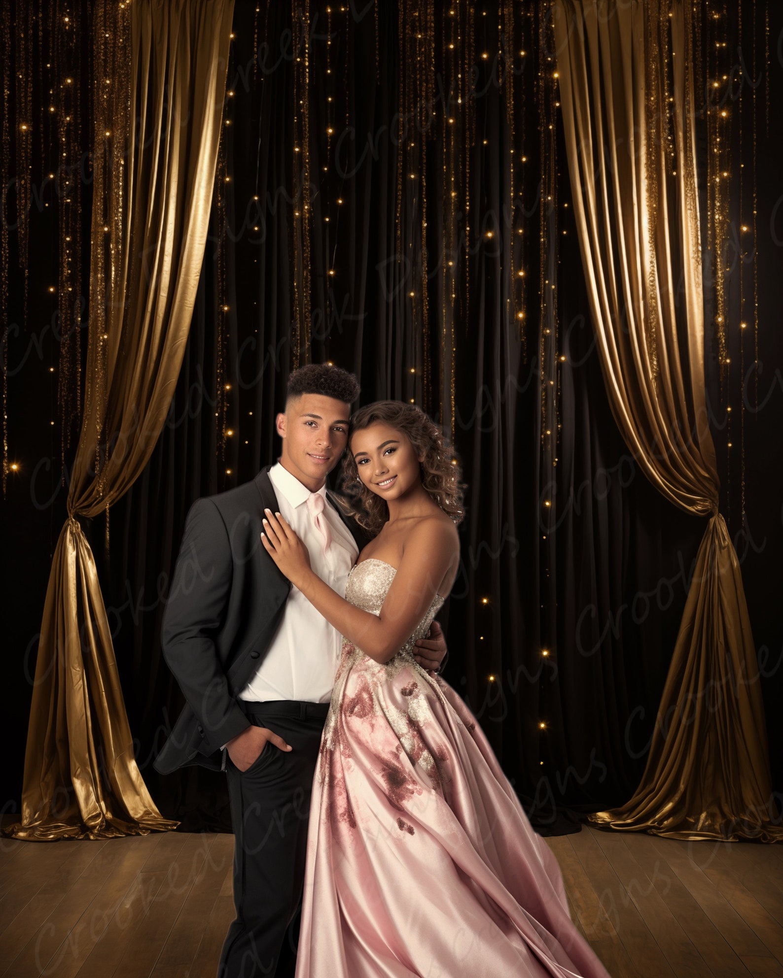 Black and Gold Digital Backdrop Curtains | School Colors Prom and ...