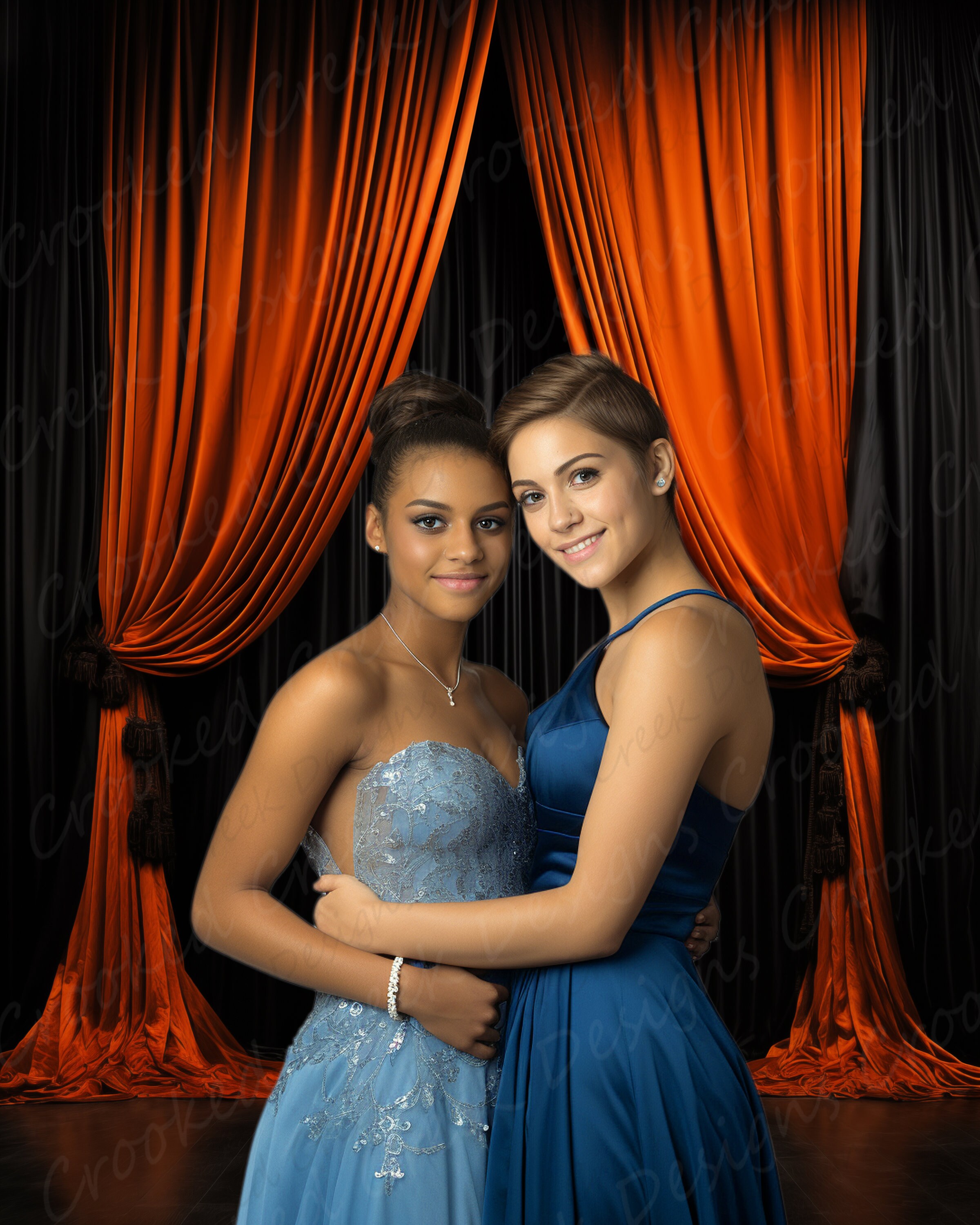 Black and Orange Digital Backdrop School Colors Prom and Graduation ...