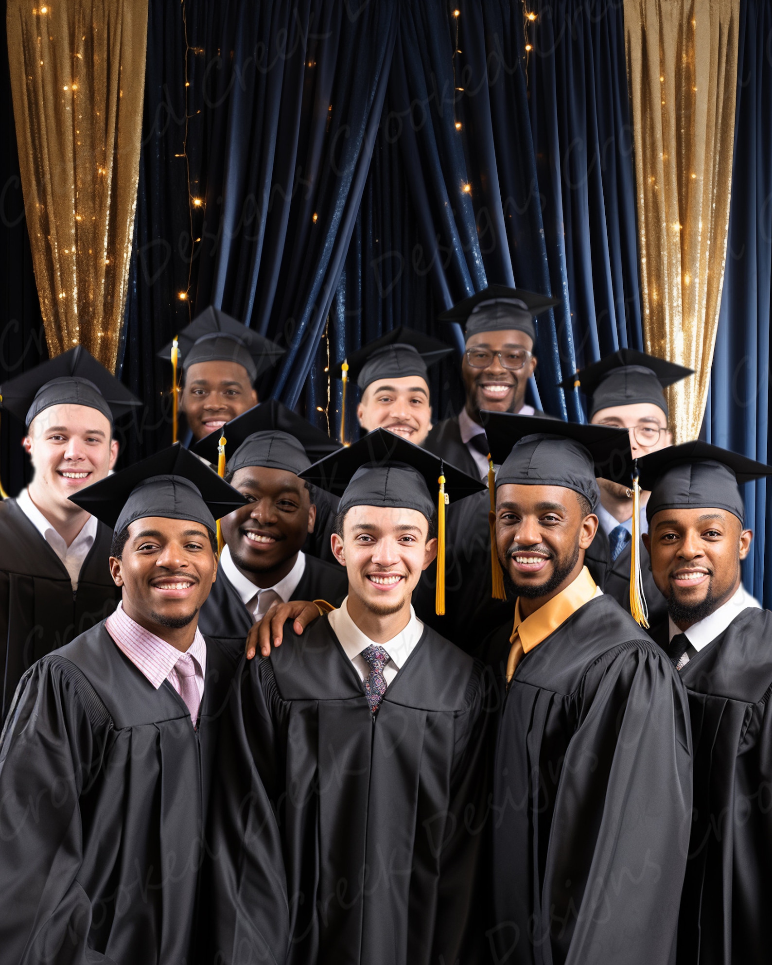 Navy Blue and Gold Digital Backdrop School Colors Prom and Graduation ...