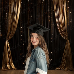 Black and Gold Digital Backdrop Curtains | School Colors Prom and ...