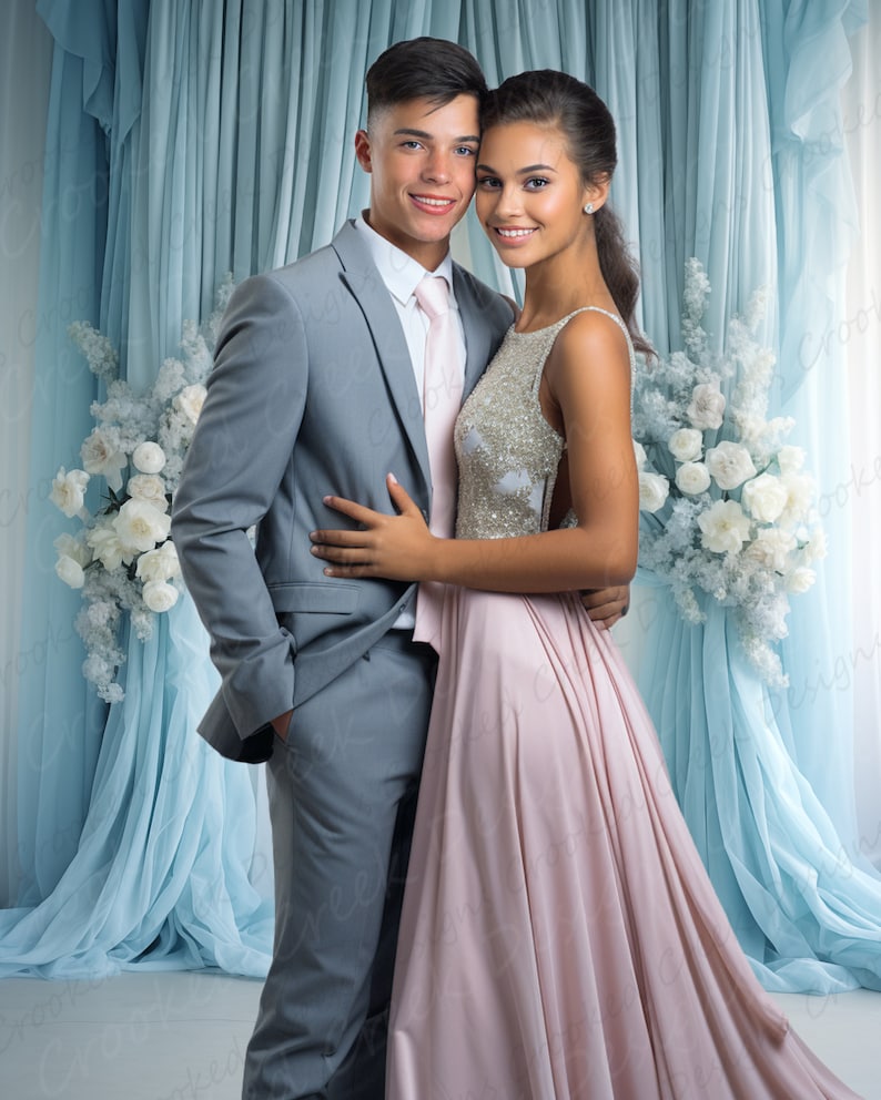 Light Blue and White Digital Backdrop | School Colors Prom and ...